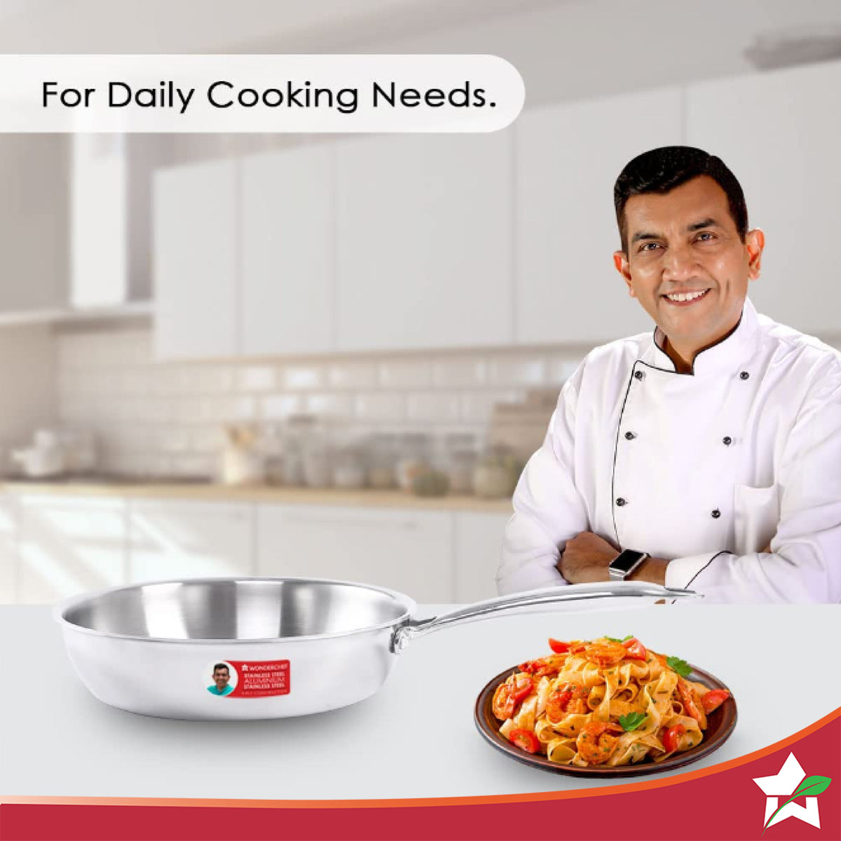 Wonderchef Nigella 3-Ply Stainless Steel Fry Pan 24cm | Cookware Online ...