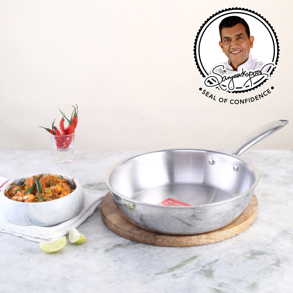 Wonderchef Nigella 3-Ply Stainless Steel Fry Pan 24cm | Cookware Online ...